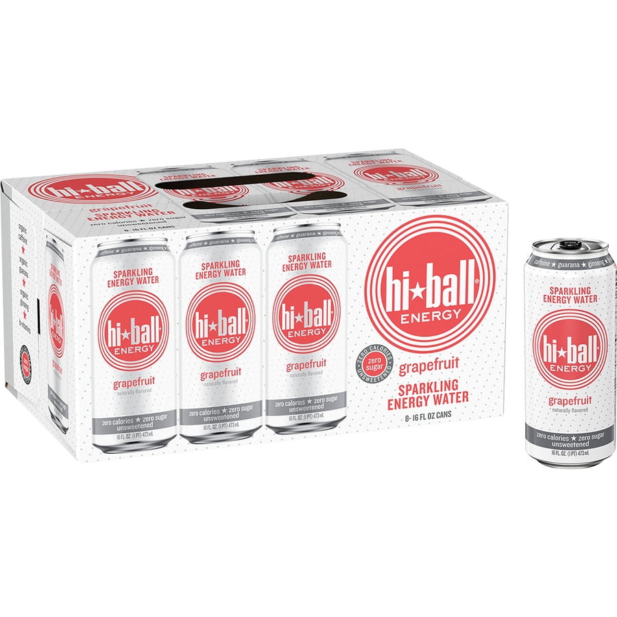 Hiball Energy Grapefruit Sparkling Energy Water, Zero Sugar and Zero Calorie Energy Drink, 16 ...