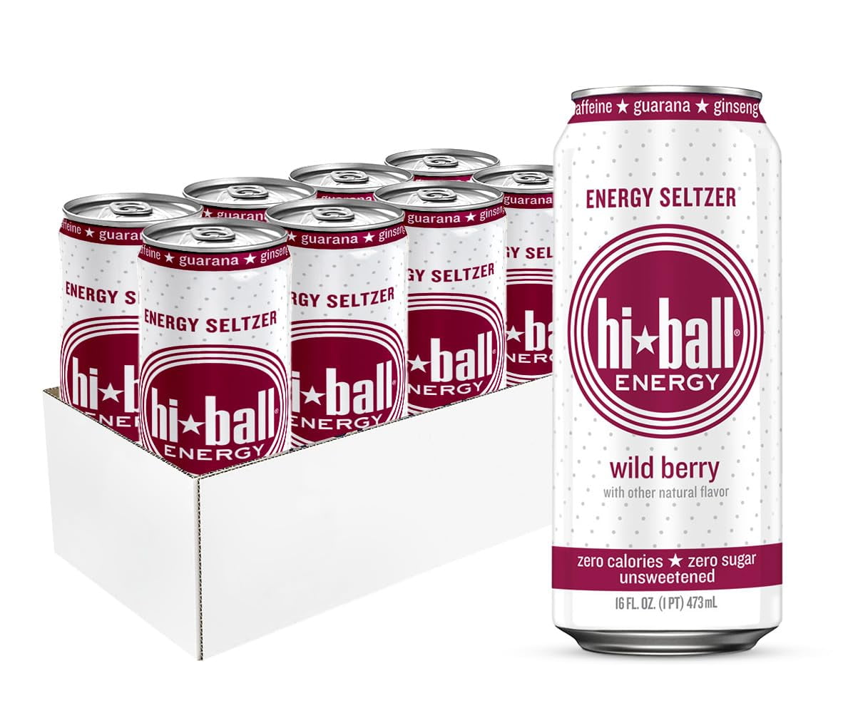 Hiball Energy Seltzer Water, Caffeinated Sparkling Water Made with Vitamin B12 and Vitamin B6 ...