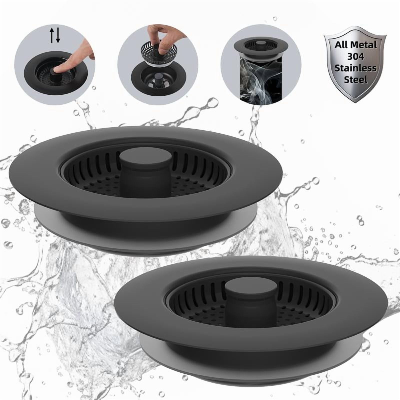 Hibbent All Metal Kitchen Sink Strainer Stopper Combo - Stainless 3-in ...
