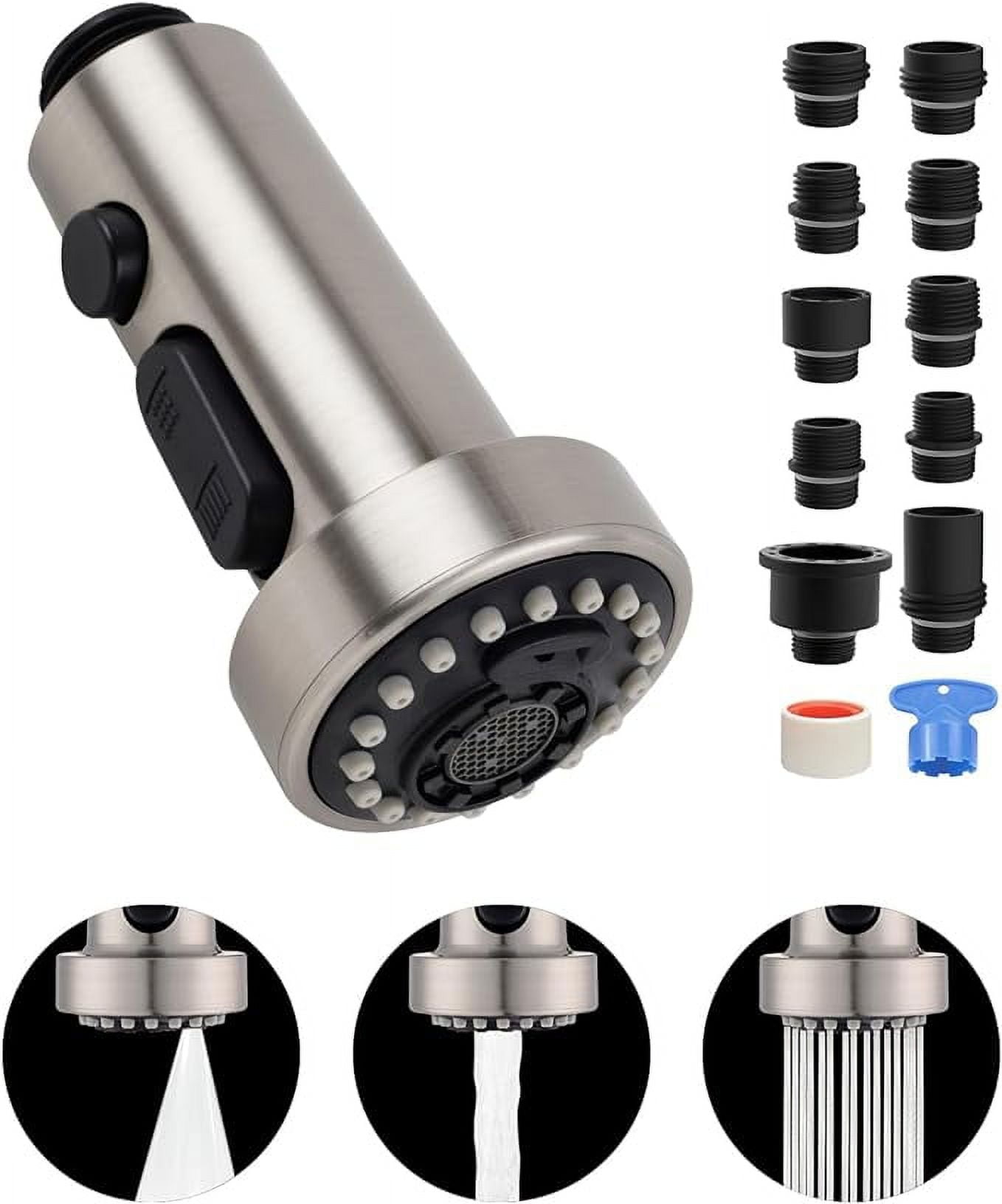 Hibbent Pull Down Kitchen Faucet Head Replacement, 3 Function Sink ...