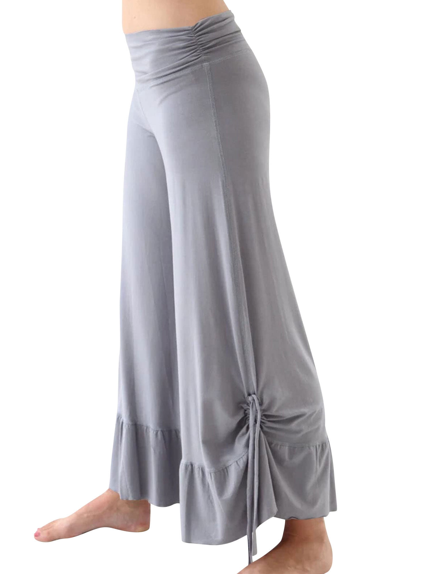 Hibeli Women's Adjustable Drawstring Ruffled Hem Flowy Yoga Pants ...