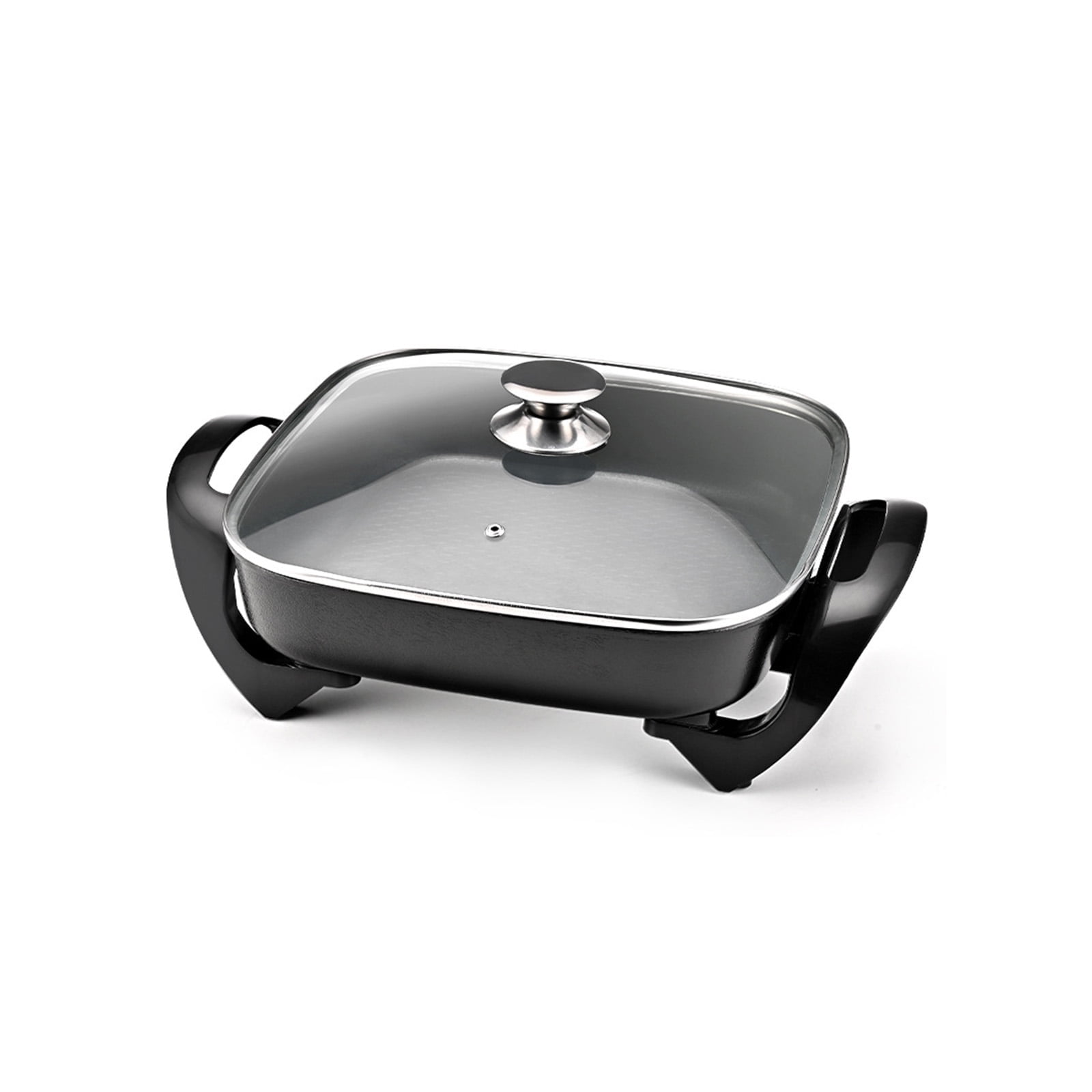 Hibibud 12-Inch Electric Skillet,Nonstick Square Pan with Lid,Smoke ...