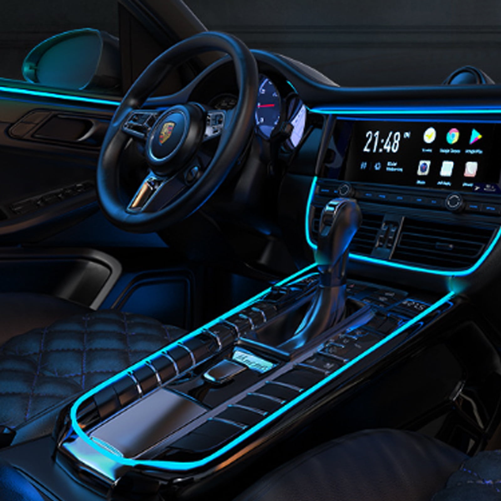 Hibibud 1Pcs Car Lights Interior, Blue EL Edge Glow Lighting, Soft Cool ...