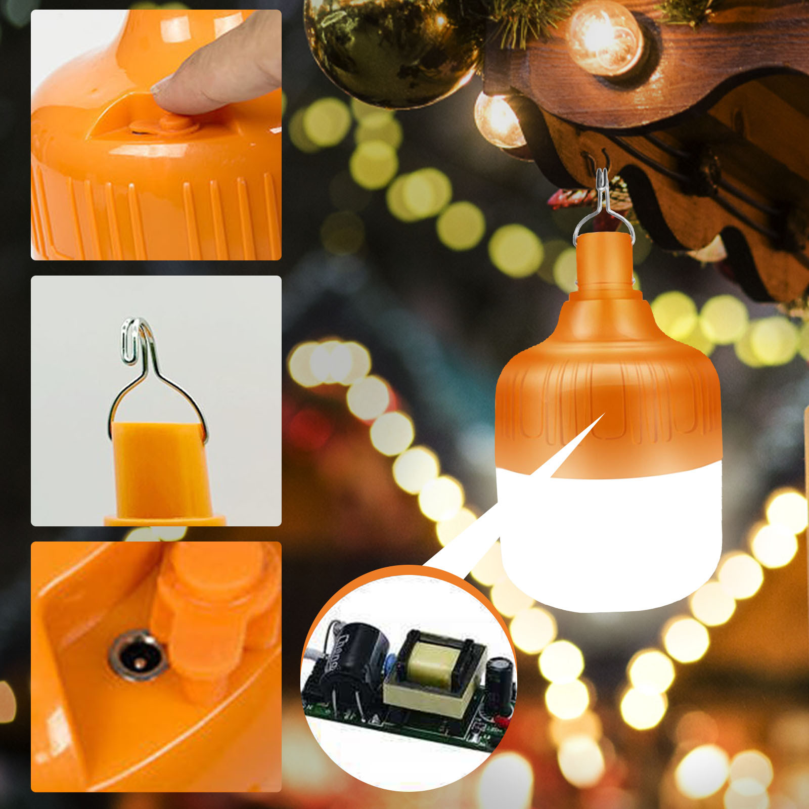 Multifunctional Wireless Light Bulb LED Portable Hang Up Lamp Hook ...