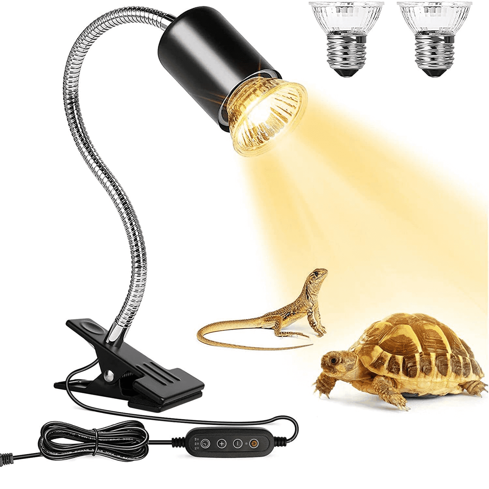 Hibibud Reptile Heat Lamp with UVB and UVA,Automatic Timer Basking ...