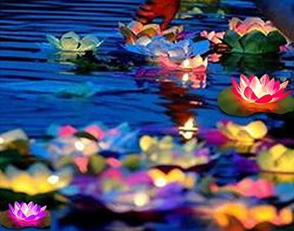 Hibibud Solar Lotus Design Pond Decor Floating Pool Lights - Walmart.com