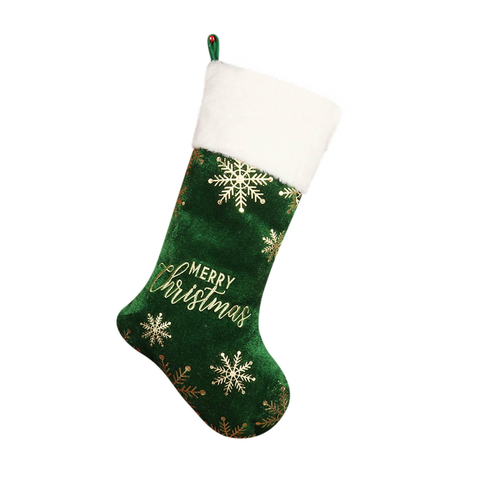Hibiscsu 19 Inch Christmas Stocking , Green Luxury Velvet Embroidery ...