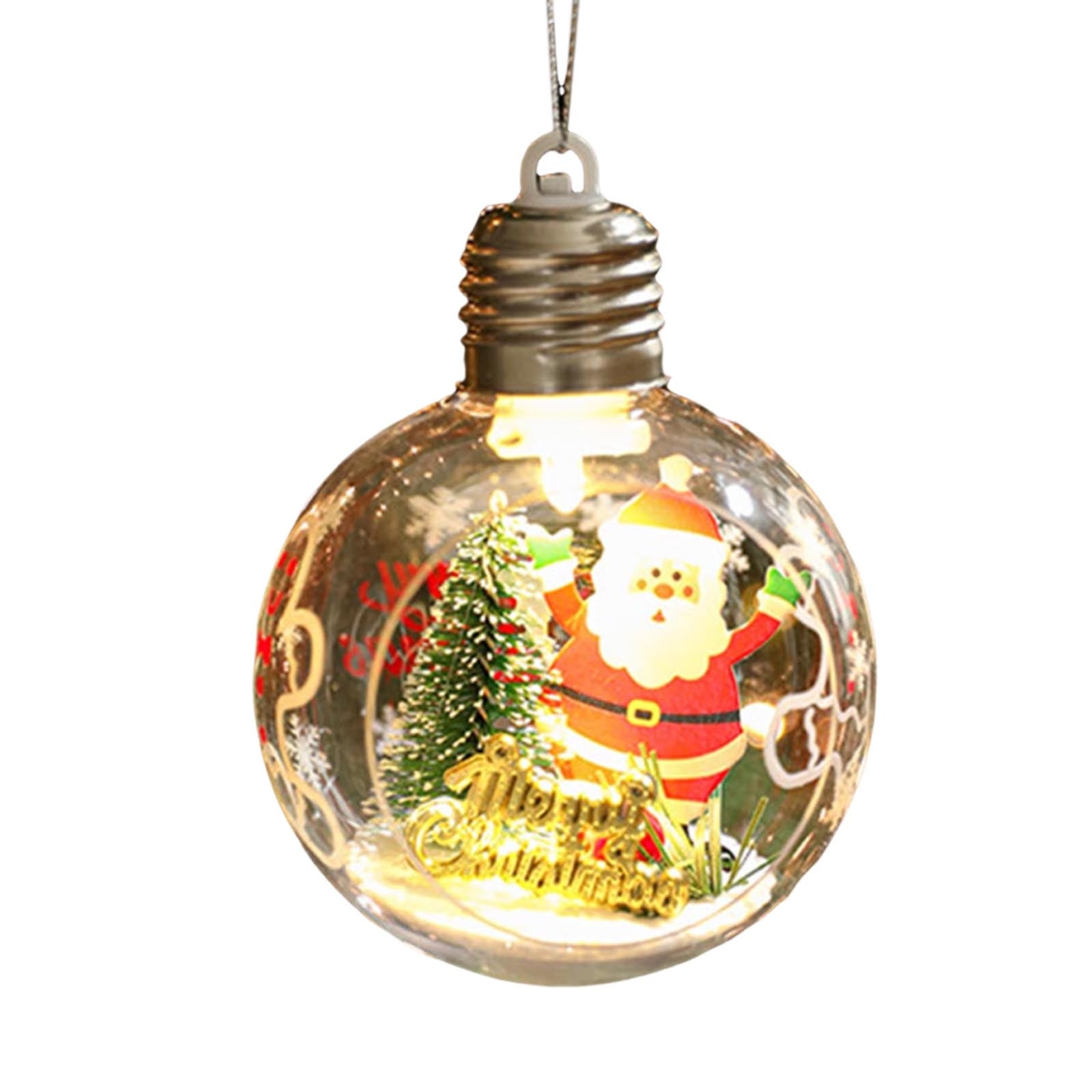 Hibiscsu LED Christmas Ball Transparent Hanging Ornaments Balls Xmas ...