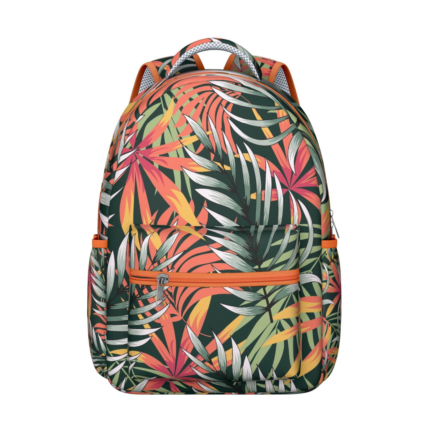 Hibiscus Backpack for Students Hawaiian Jungle Floral School Bag ...