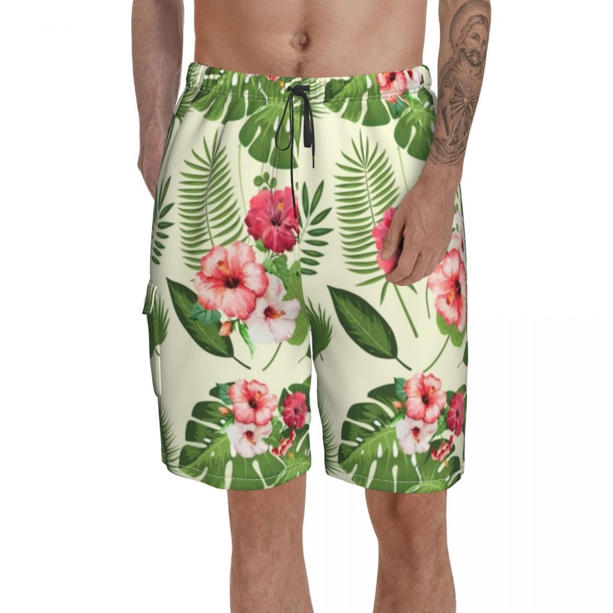 Hibiscus Board Shorts Beach Swimming Trunks Polyester Funny Men Swim ...