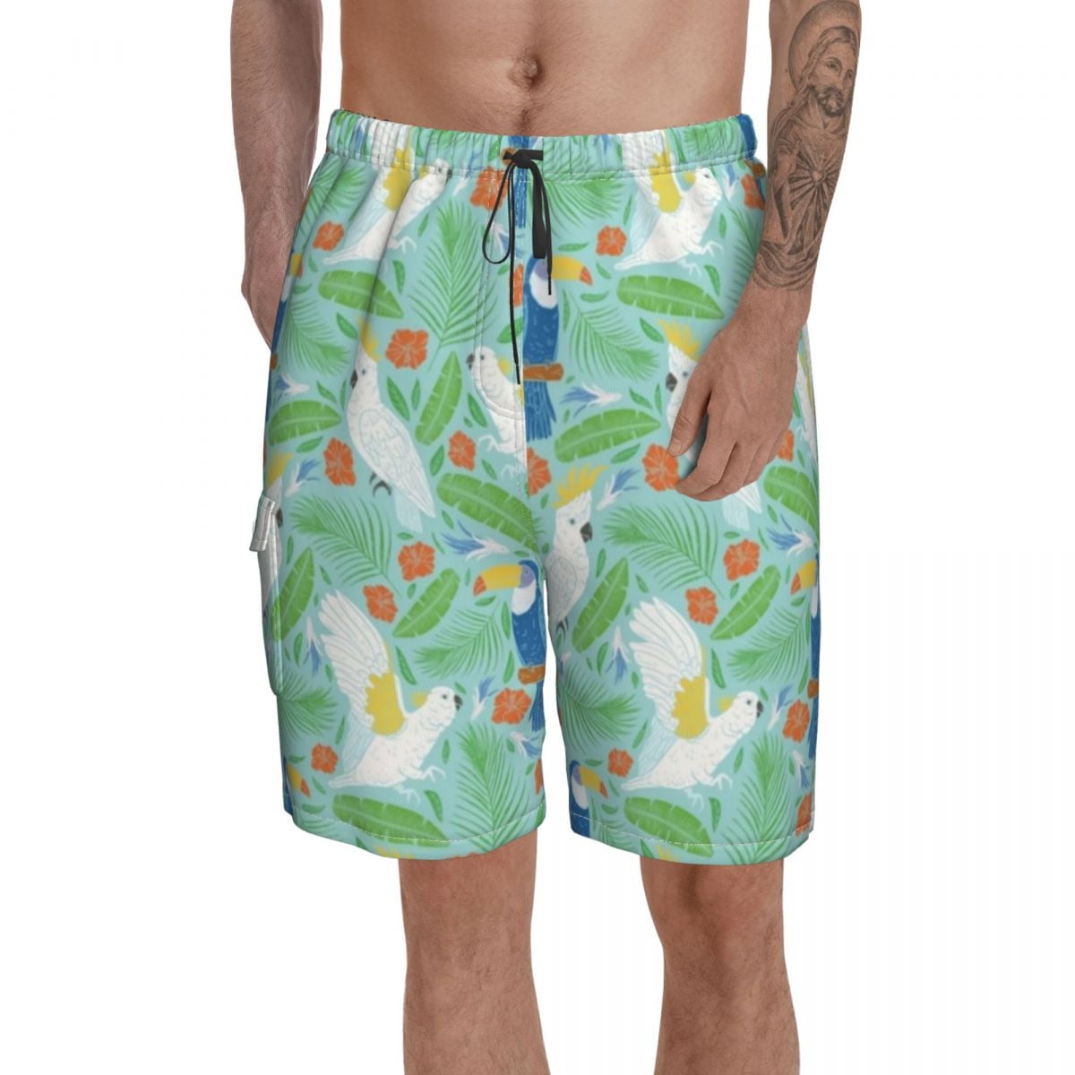 Hibiscus Board Shorts Funny Beach Swimming Trunks Polyester Men Swim ...