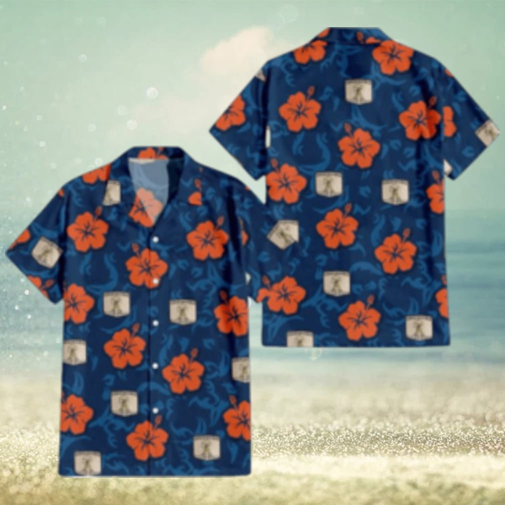 Hibiscus Custom Logo Orange Navy Hawaiian Shirt - Walmart.com