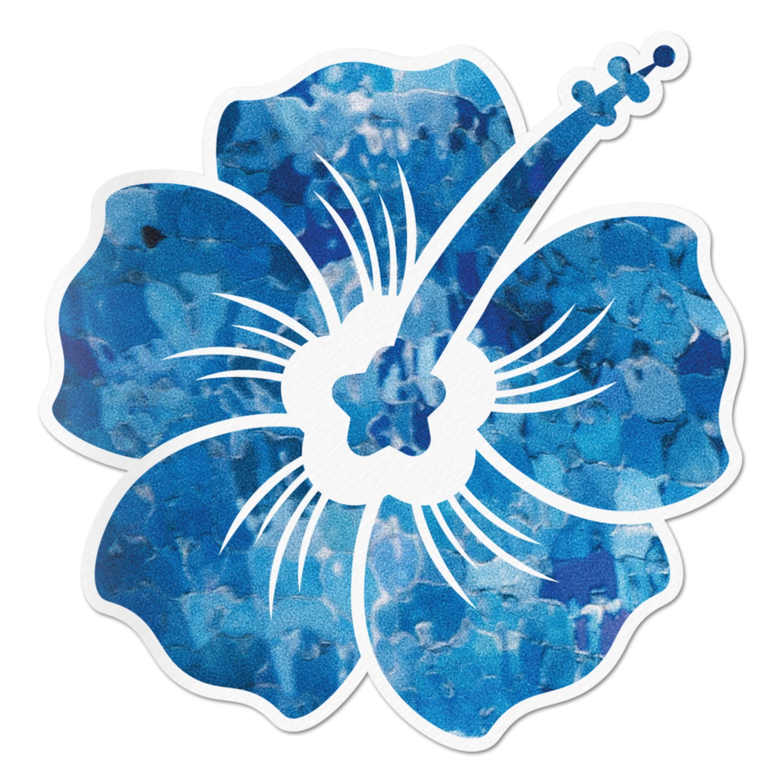 Hibiscus Decal Blue Crystal Sticker Vinyl Rear Window Car Truck Laptop