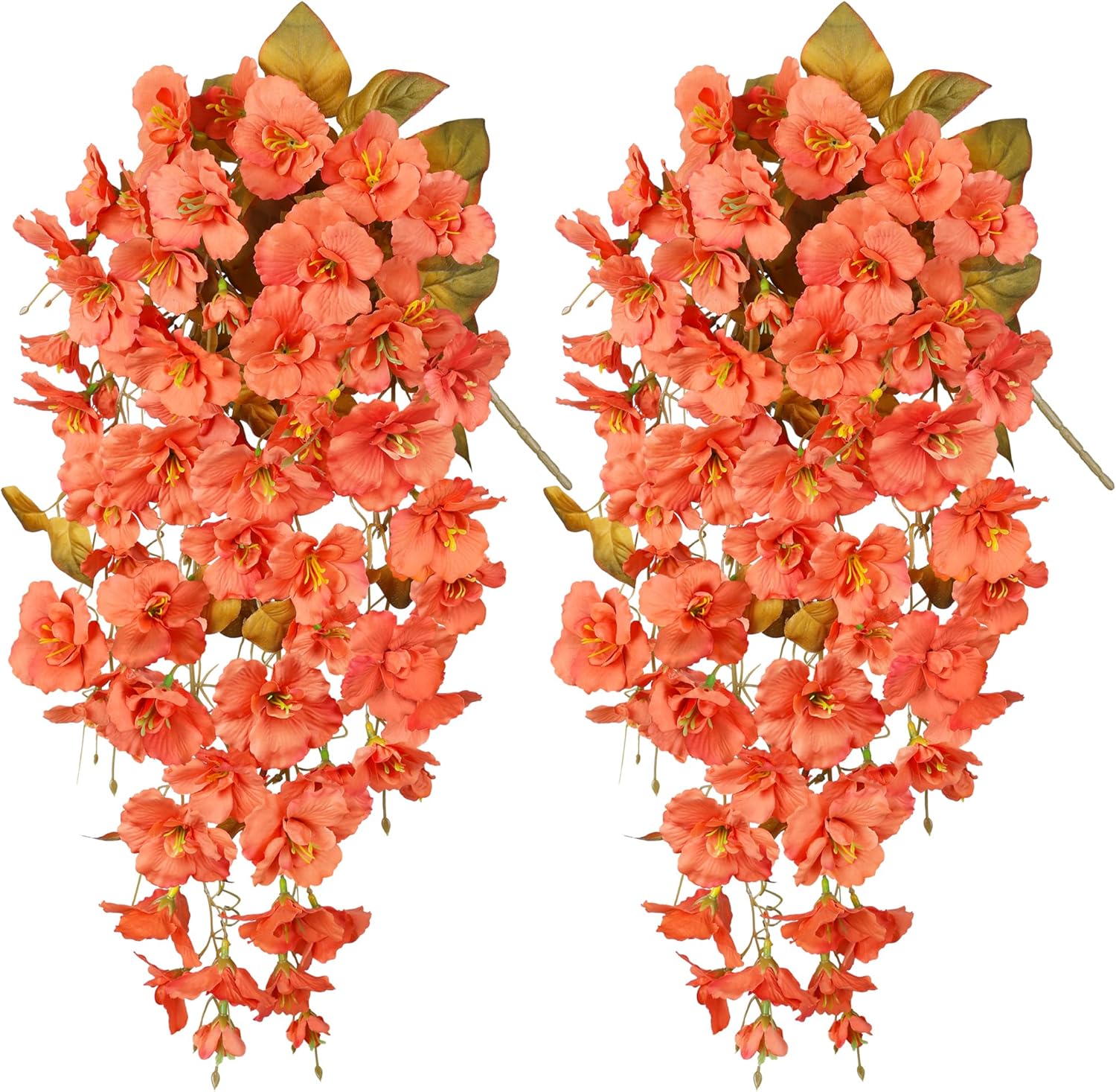 Hibiscus Fall Flowers Artificial for Decoration, 2pcs Orange Silk ...