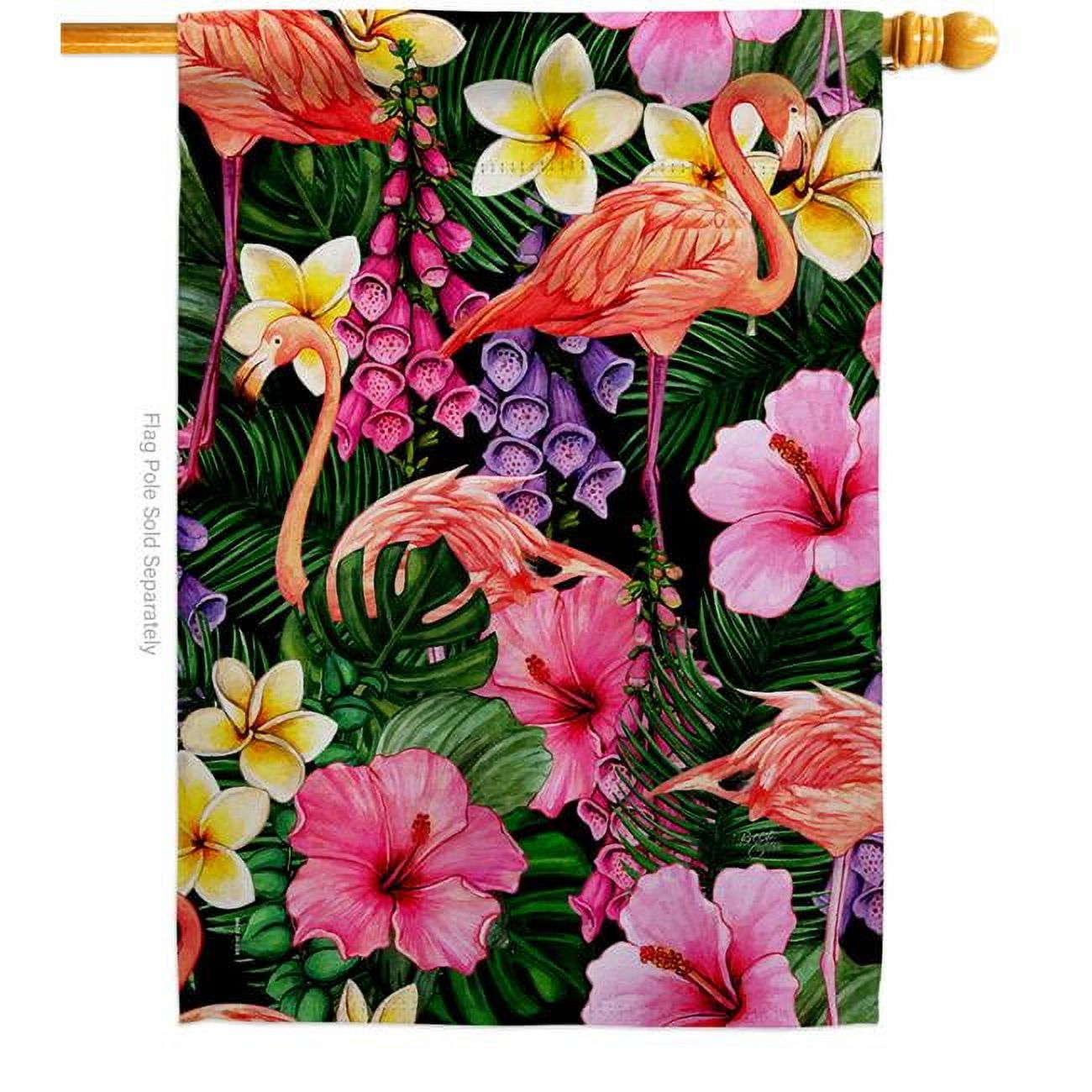 Hibiscus Flamingo Animals Bird 28 x 40 in. Double-Sided Decorative ...