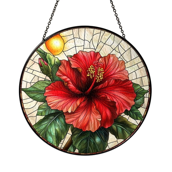 Hibiscus Floral Stained Glass Window Hanging – Botanical Art - Walmart.com