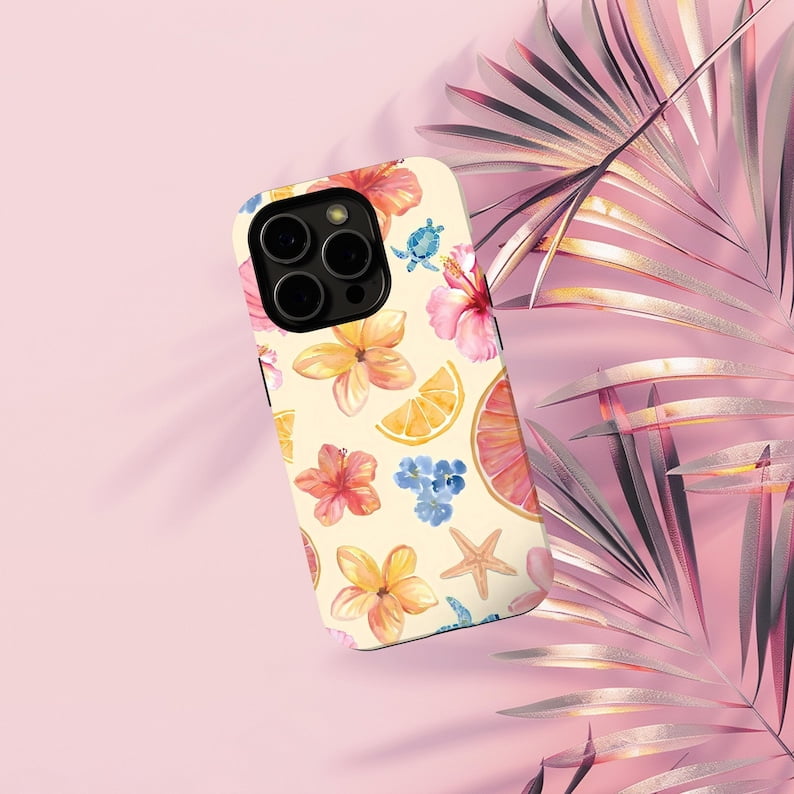 Hibiscus Floral Summer Phone Case Compatible with iPhone 11 to 16 ...