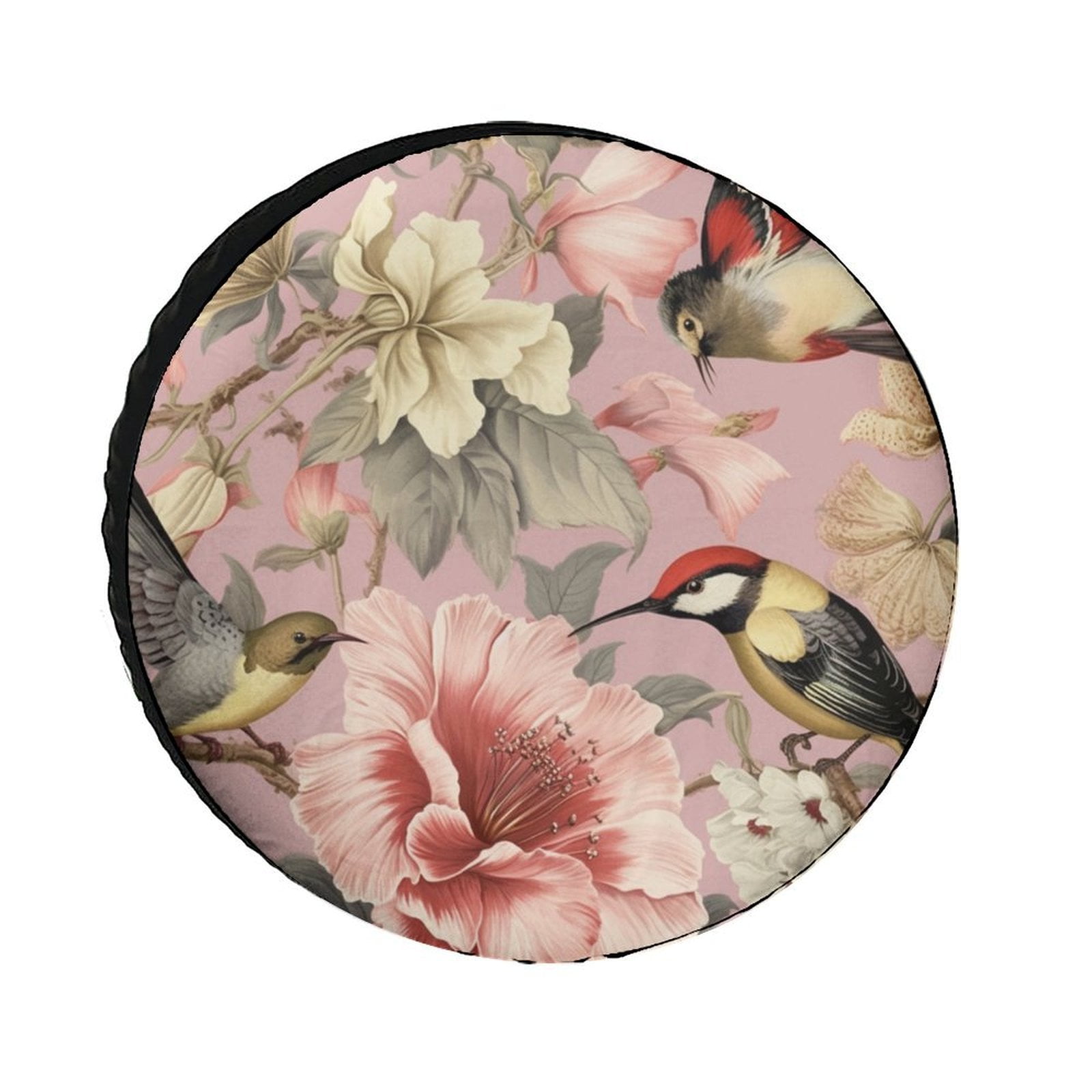 Hibiscus Flower Birds Heavy Duty Spare Tire Cover Spring Outdoor Bird ...