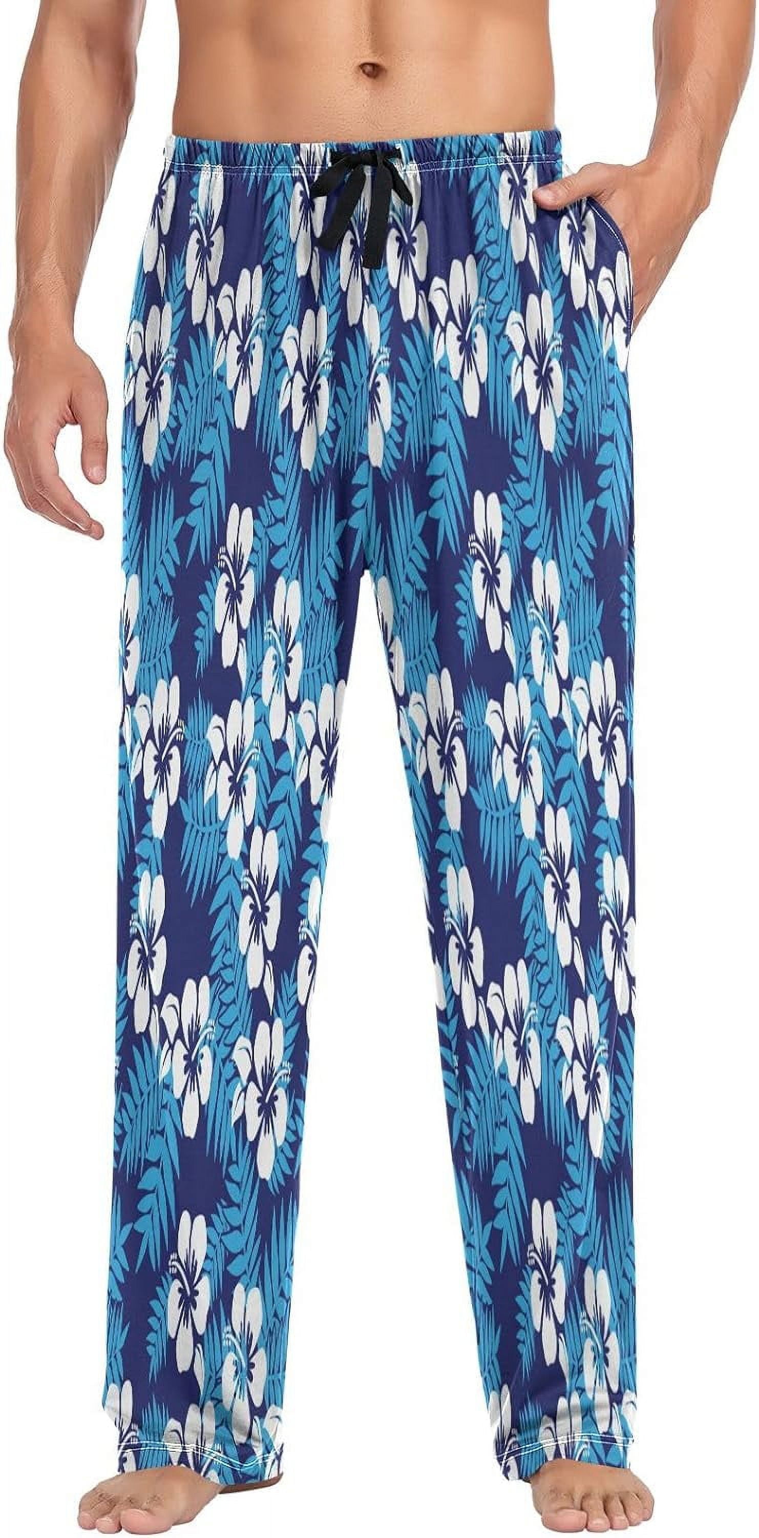 Hibiscus Flower Blue Men's Pajama Pants Lightweight Sleepwear Bottom ...