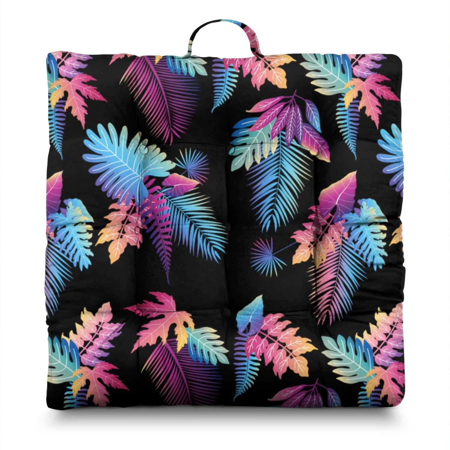 Hibiscus Flower Floor Pillow – 22x22 Inch Large Cushion, Dutch Velvet, Oversized Pink & Red ...