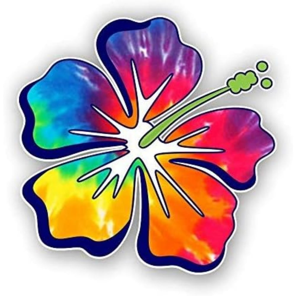 Hibiscus Flower Hawaiian (Rainbow Tie Dye) Car Stickers Decals ...