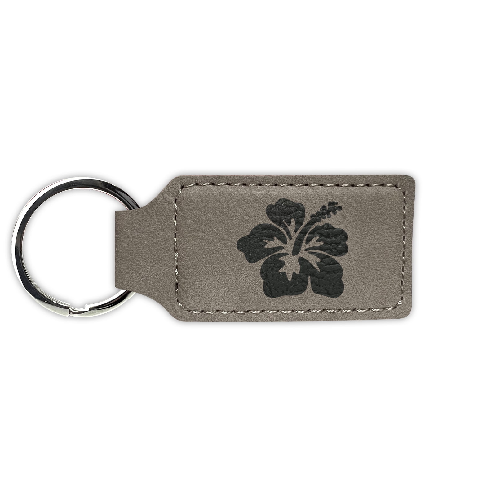 Hibiscus Flower Keychain Leatherette Rectangle - Laser Engraved - Many ...