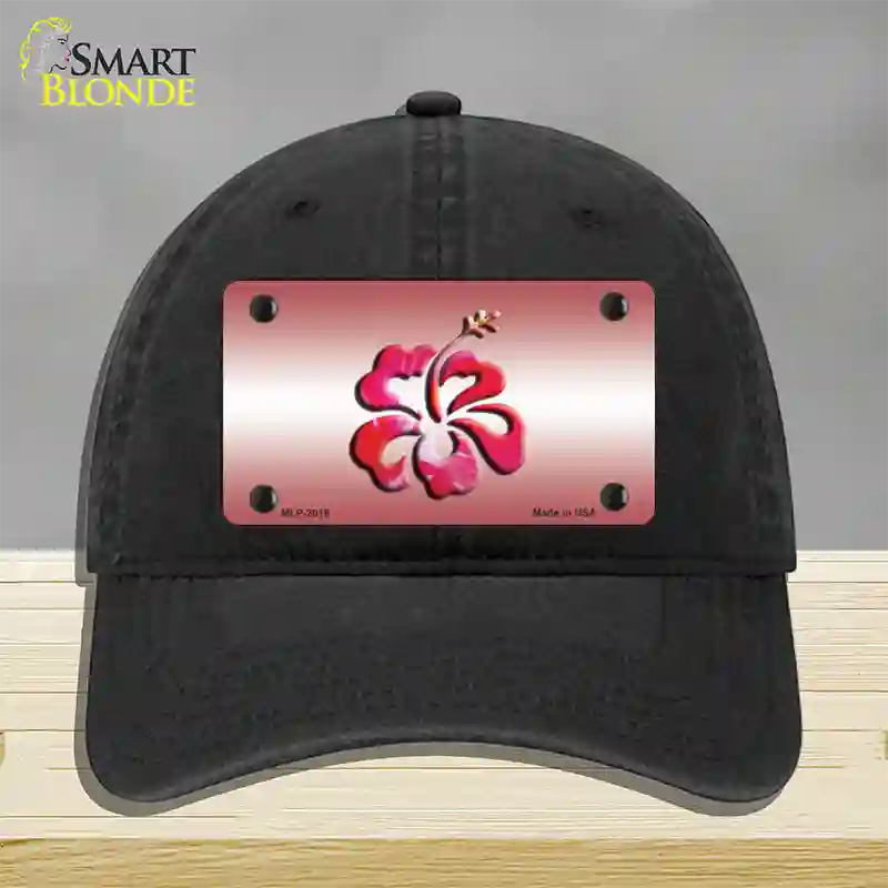 Hibiscus Flower Novelty License Plate Hat Unconstructed Cotton Black ...