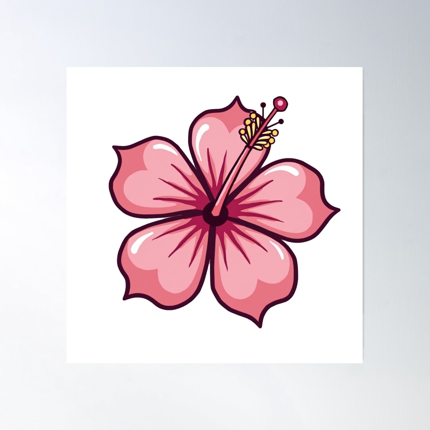 Hibiscus Flower Poster Wall Art, Modern Wall Decor, 24x24 UNFRAMED ...