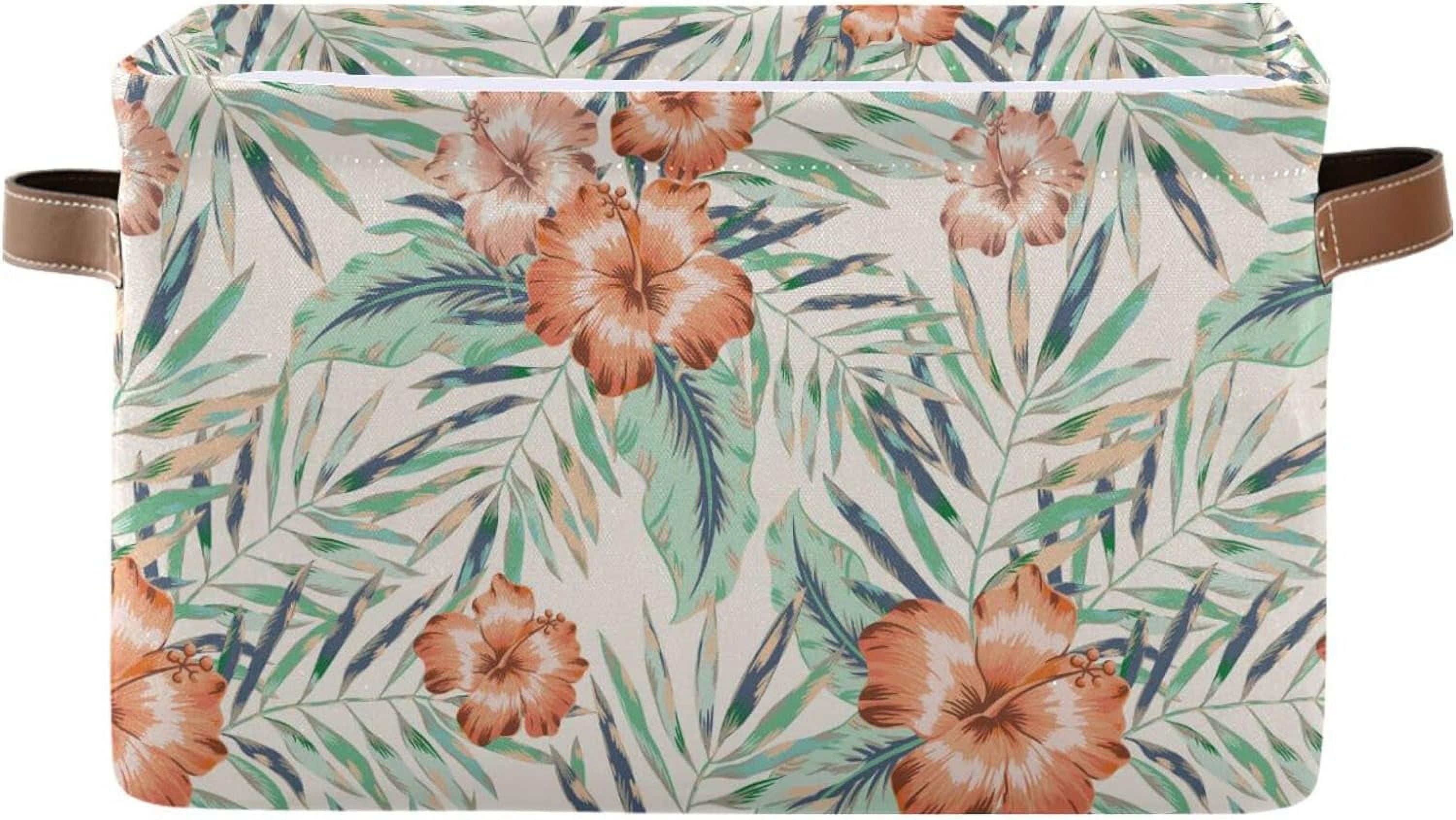 Hibiscus Flower Storage Baskets Rectangle Foldable Canvas Fabric ...