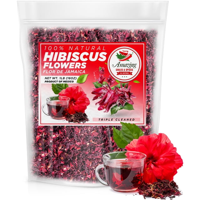 Premium Organic Dried Hibiscus Flowers, 1lb (16oz), All Natural, Triple ...
