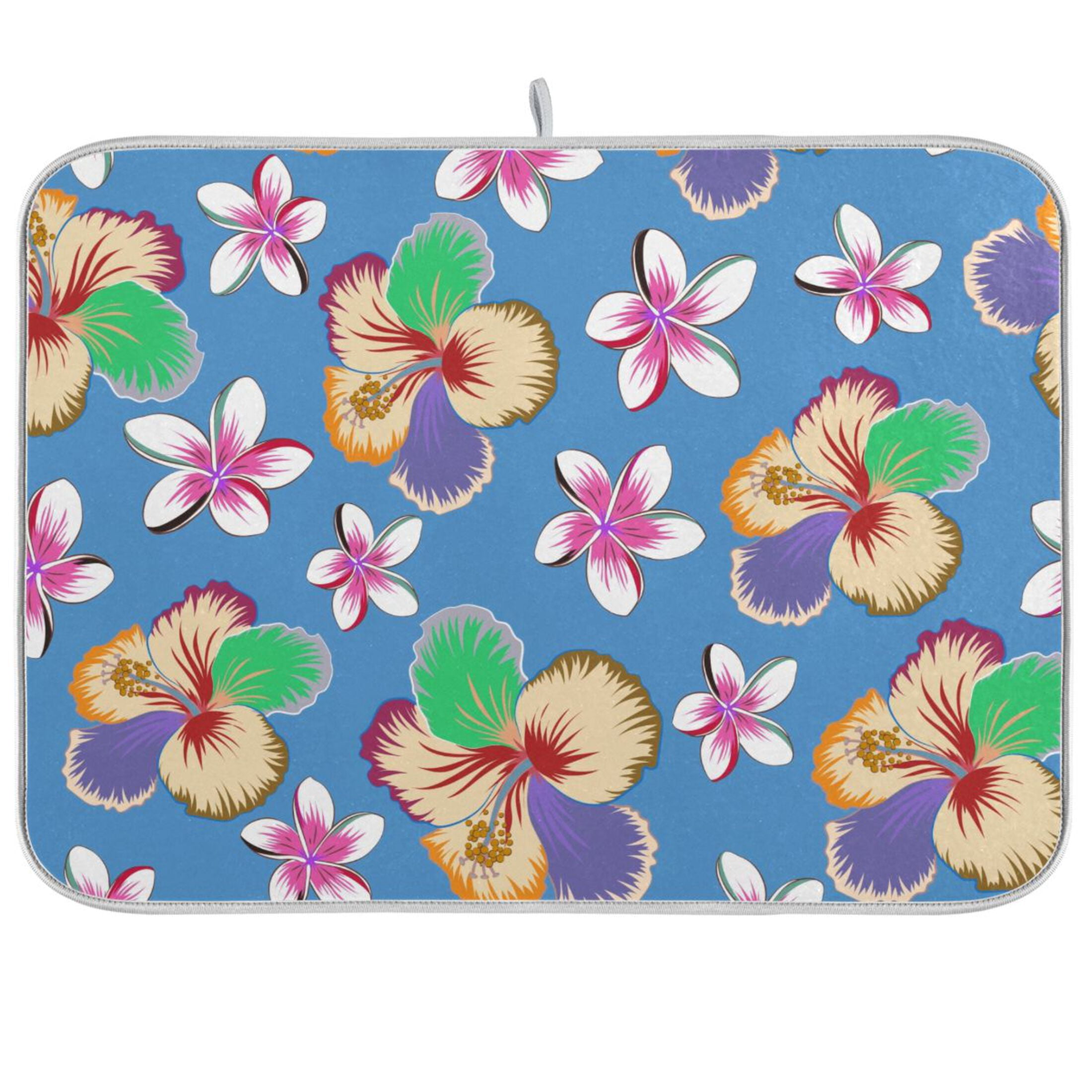 Hibiscus Flowers Floral Dish Drying Mat Microfiber Kitchen Mats Large ...
