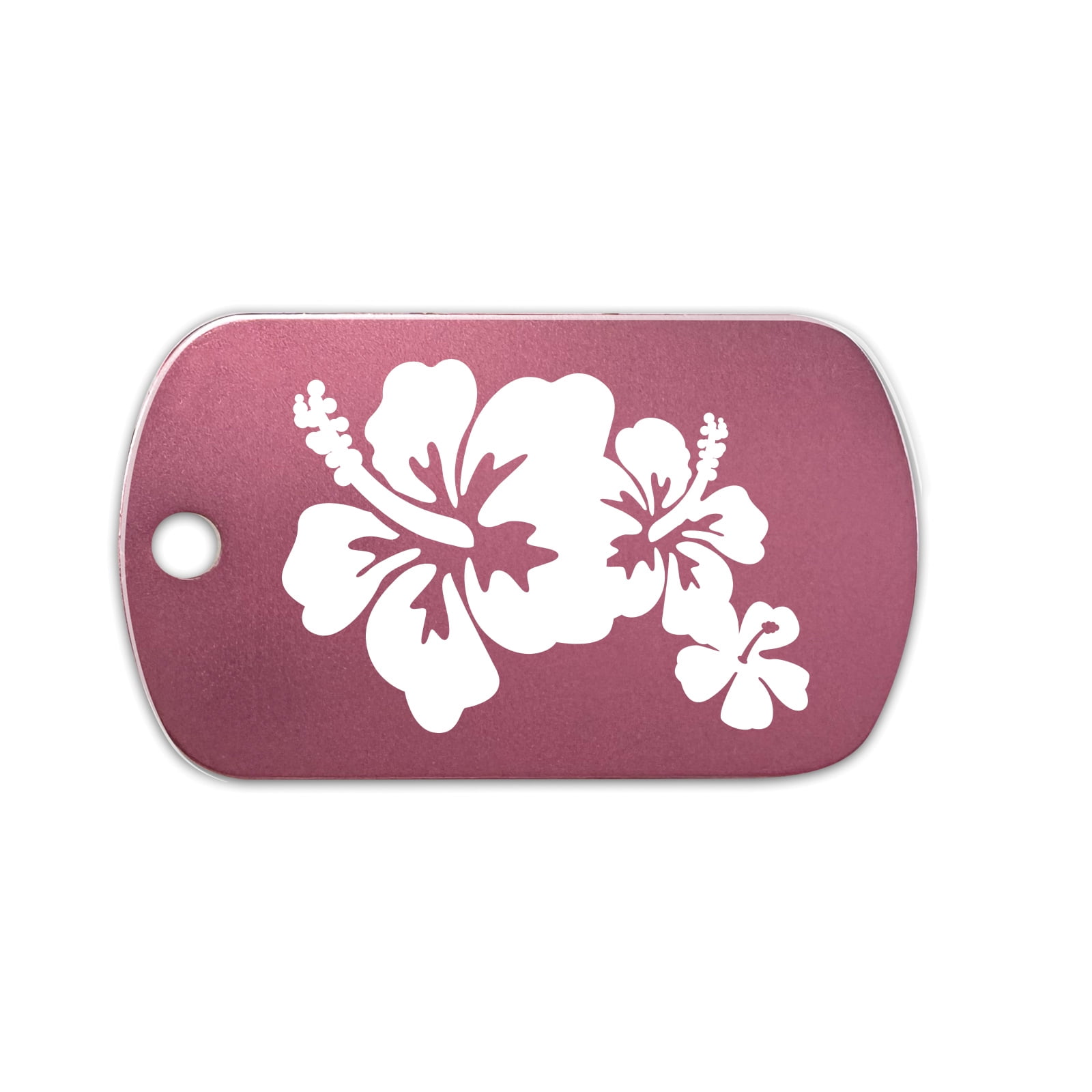 Hibiscus Flowers GI Dog Tag Aluminum Keychain hawaiian hawaii - Pink ...