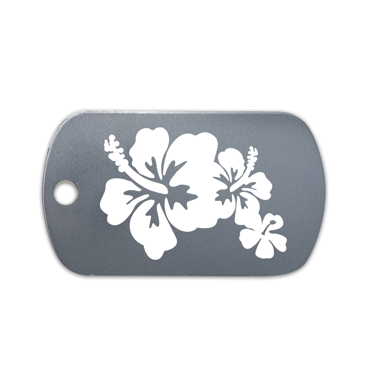 Hibiscus Flowers GI Dog Tag Aluminum Keychain hawaiian hawaii - Silver ...