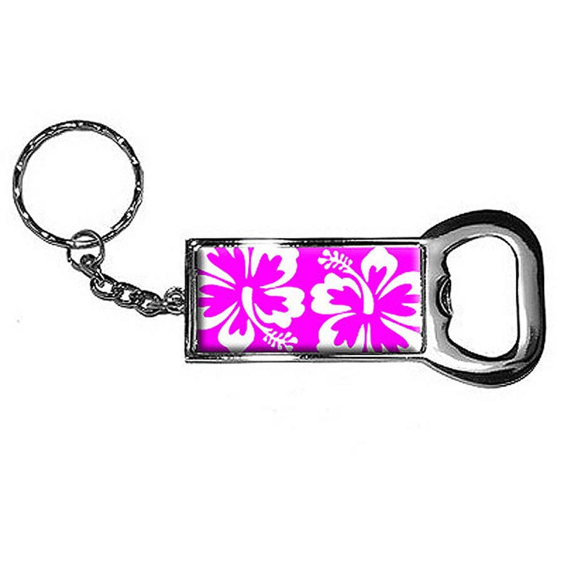 Hibiscus Flowers Keychain Key Chain Ring Bottle Bottlecap Opener ...