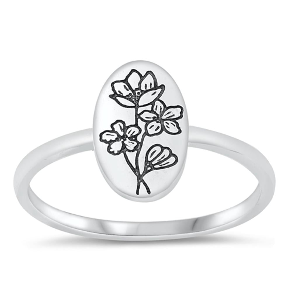 Hibiscus Flowers Nature Ring .925 Sterling Silver Band Jewelry Female ...