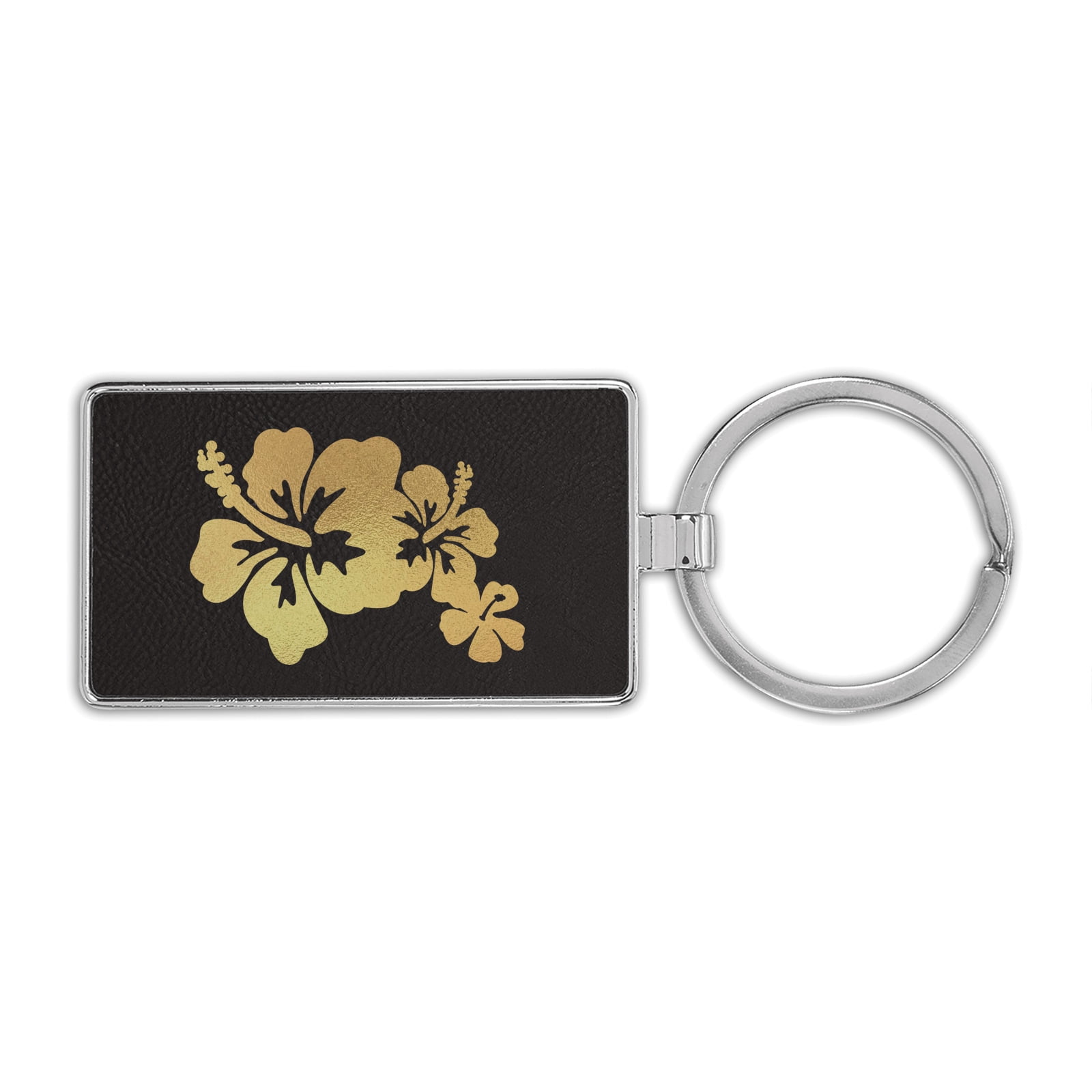Hibiscus Flowers Premium Leatherette Keychain hawaiian hawaii - Black ...