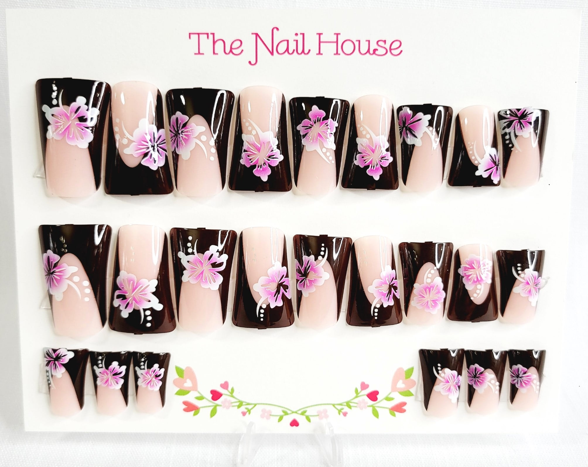 Hibiscus French Manicure Duck Bill Press-on Nails by The Nail House NH ...