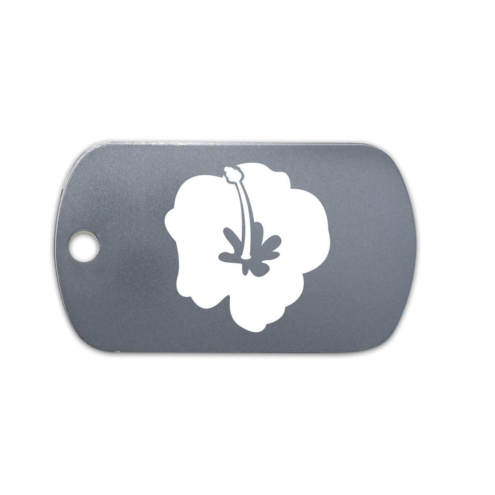 Hibiscus GI Dog Tag Aluminum Keychain hawaii hawaiian - Silver ...