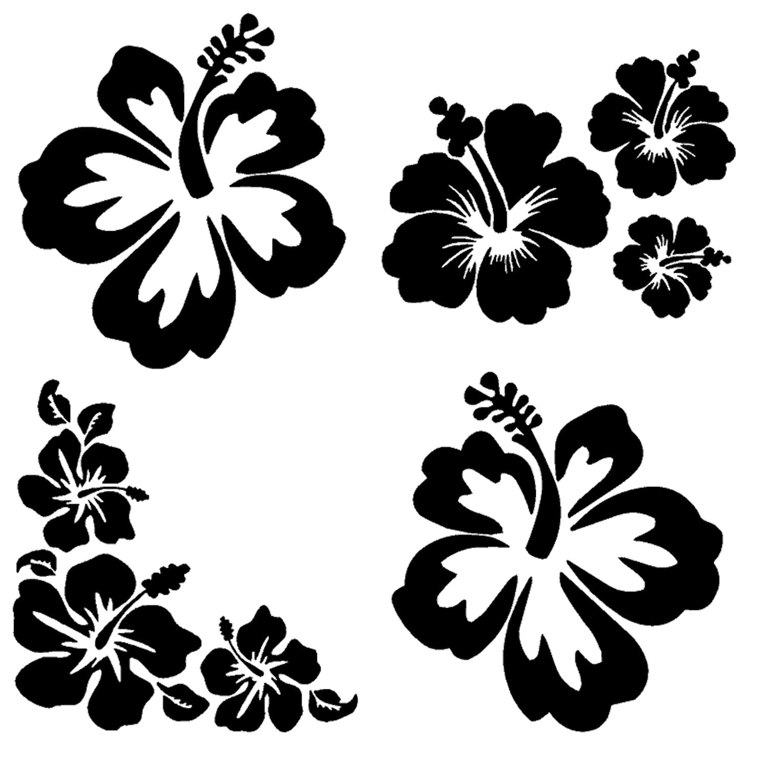 Hibiscus Hawaiian Flower Decals 4 Pack - Walmart.com
