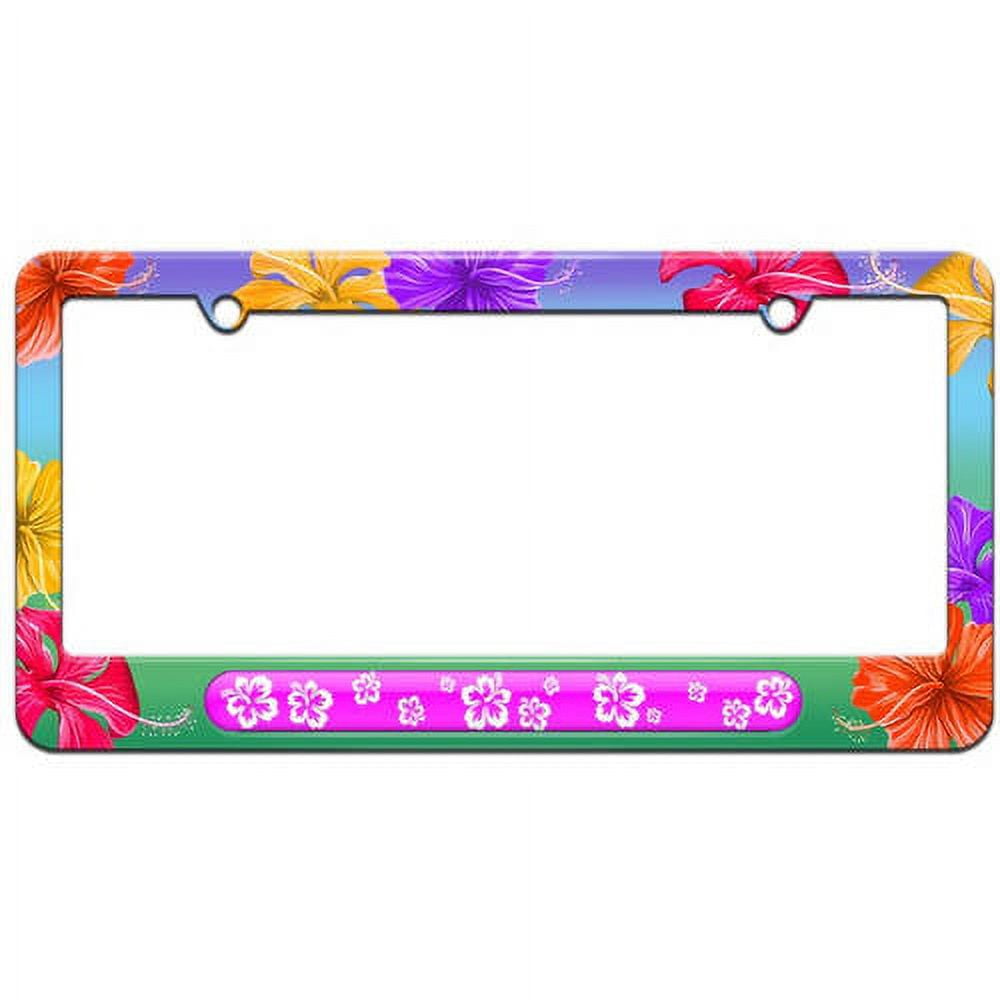 Hibiscus, Pink, Flowers License Plate Tag Frame, Multiple Colors ...
