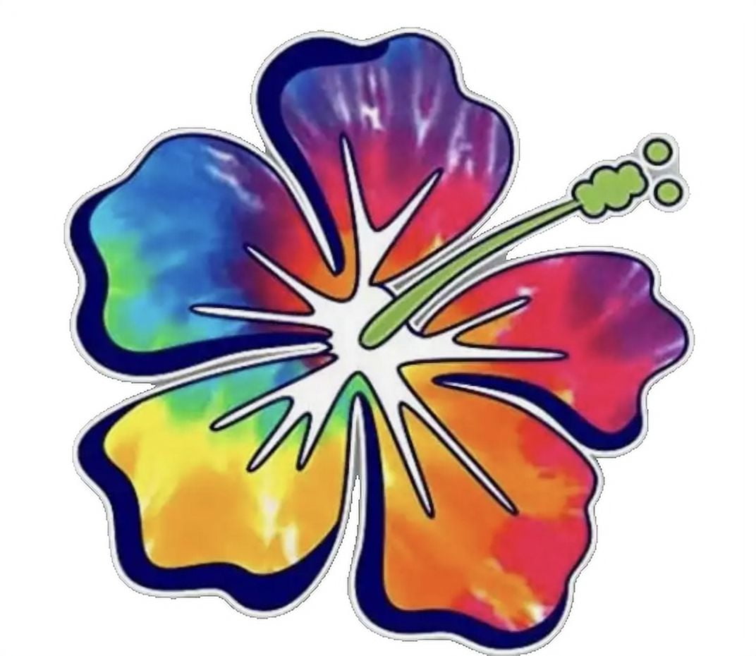Hibiscus Rainbow Flower Hawaiian Flower Decals Holographic Design, PVC ...