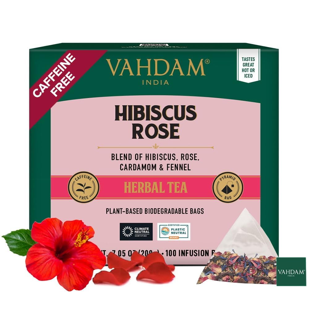, Hibiscus Rose Tea Bags - 100% Whole Hibiscus Flowers Herbal Tea Bags ...