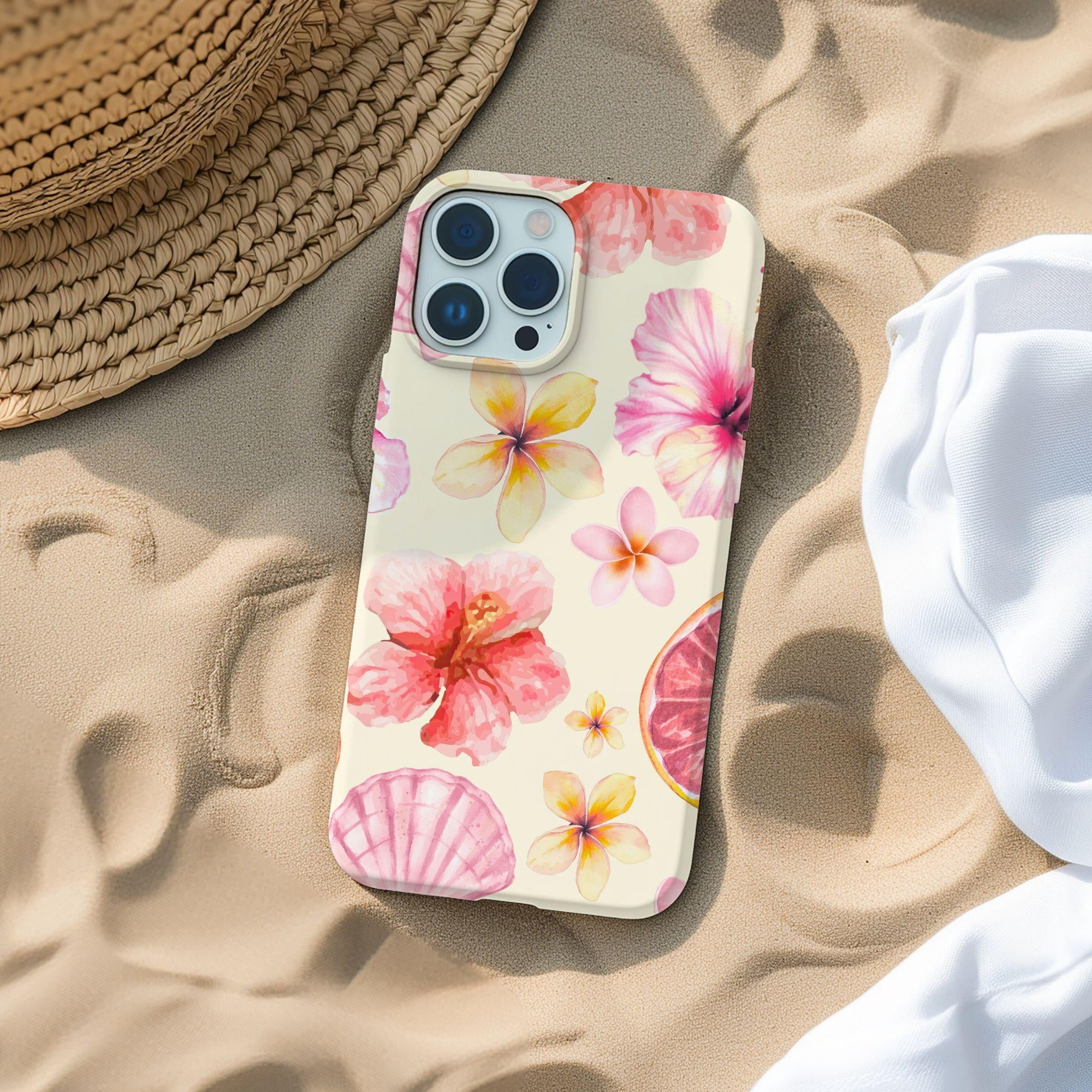 Hibiscus Seashell Summer Pastel Case for iPhone 17 to 11 Pro Max ...