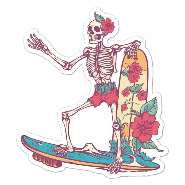 Hibiscus Skeleton Surf Sticker Indoor Outdoor Phone Decal Water Bottle ...
