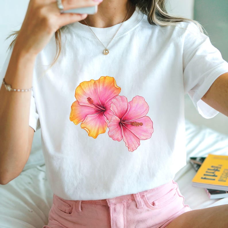 Hibiscus Summer Tee T-shirt, Coconut Girl Shirt, Hibiscus Flower tee ...