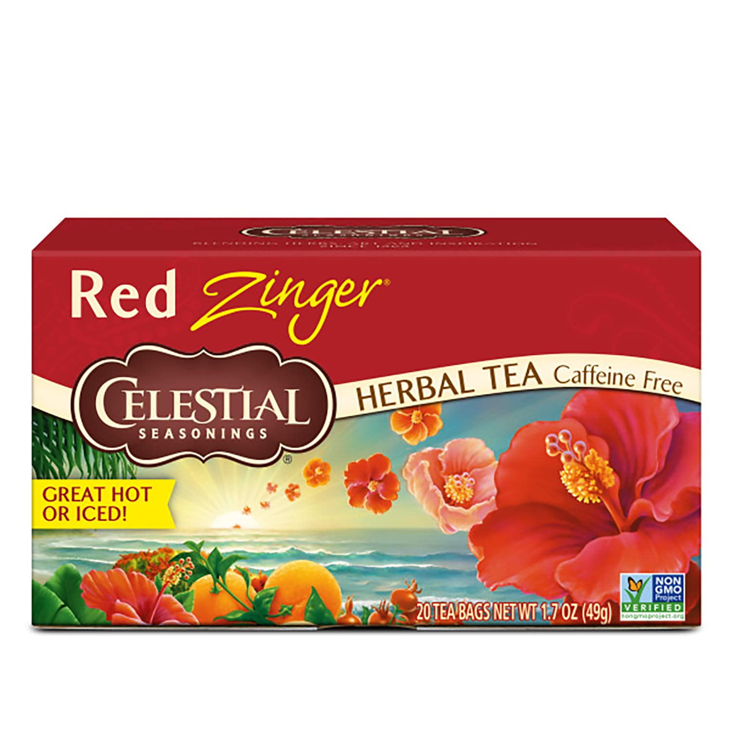 Hibiscus Tea, Red Zinger Herbal Tea, Caffeine Free, 20 Tea Bags (Pack ...