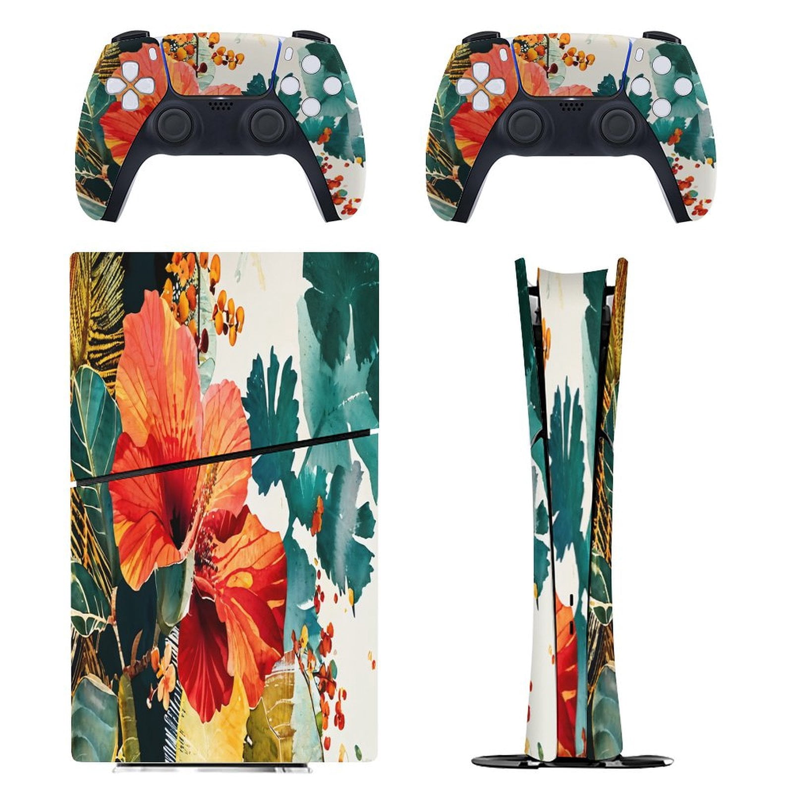 Hibiscus, Watercolor PS5/PS5 Slim Digital Disc Skin Sticker For Console ...