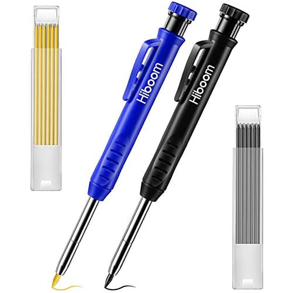 Hiboom 2 Pack Solid Carpenter Pencil with 14 Refill, Long Nosed Deep ...