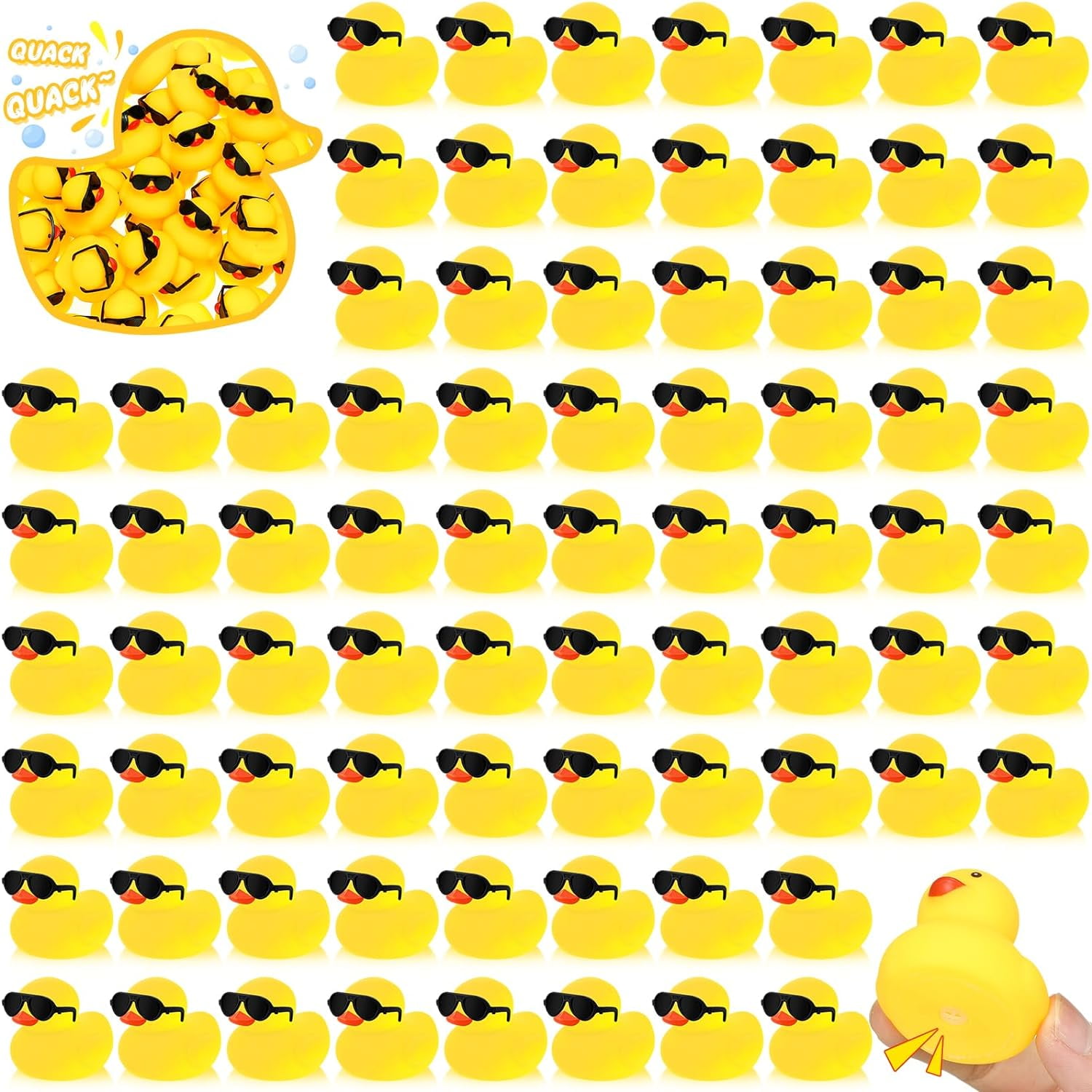 Hiboom 300 Pack Mini Rubber Ducks Set Bath Toys in Bulk with Sunglasses ...