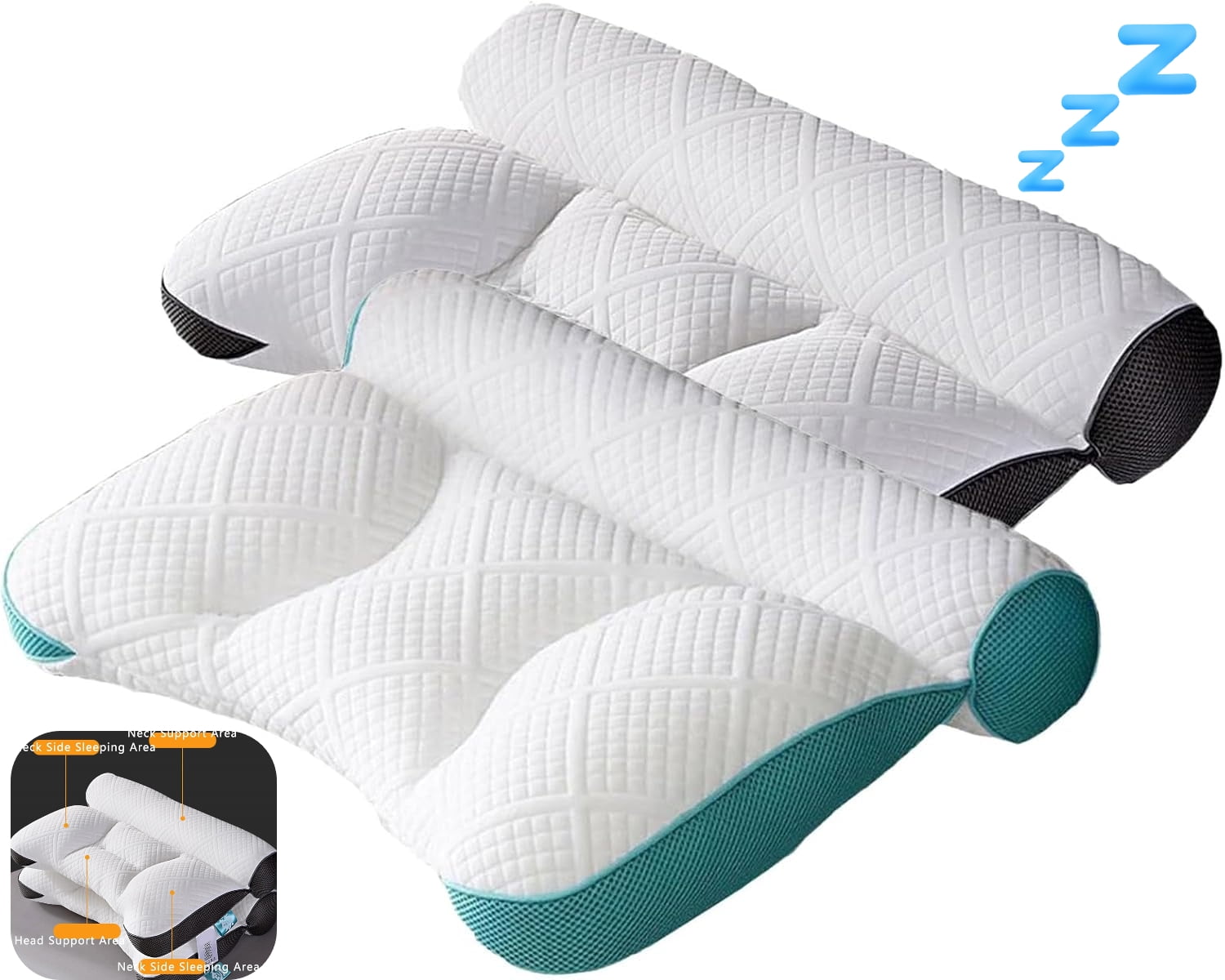 Hicaly Ergonomic Pillow, Deep Sleep Comfort Goose Down Side Sleeper ...